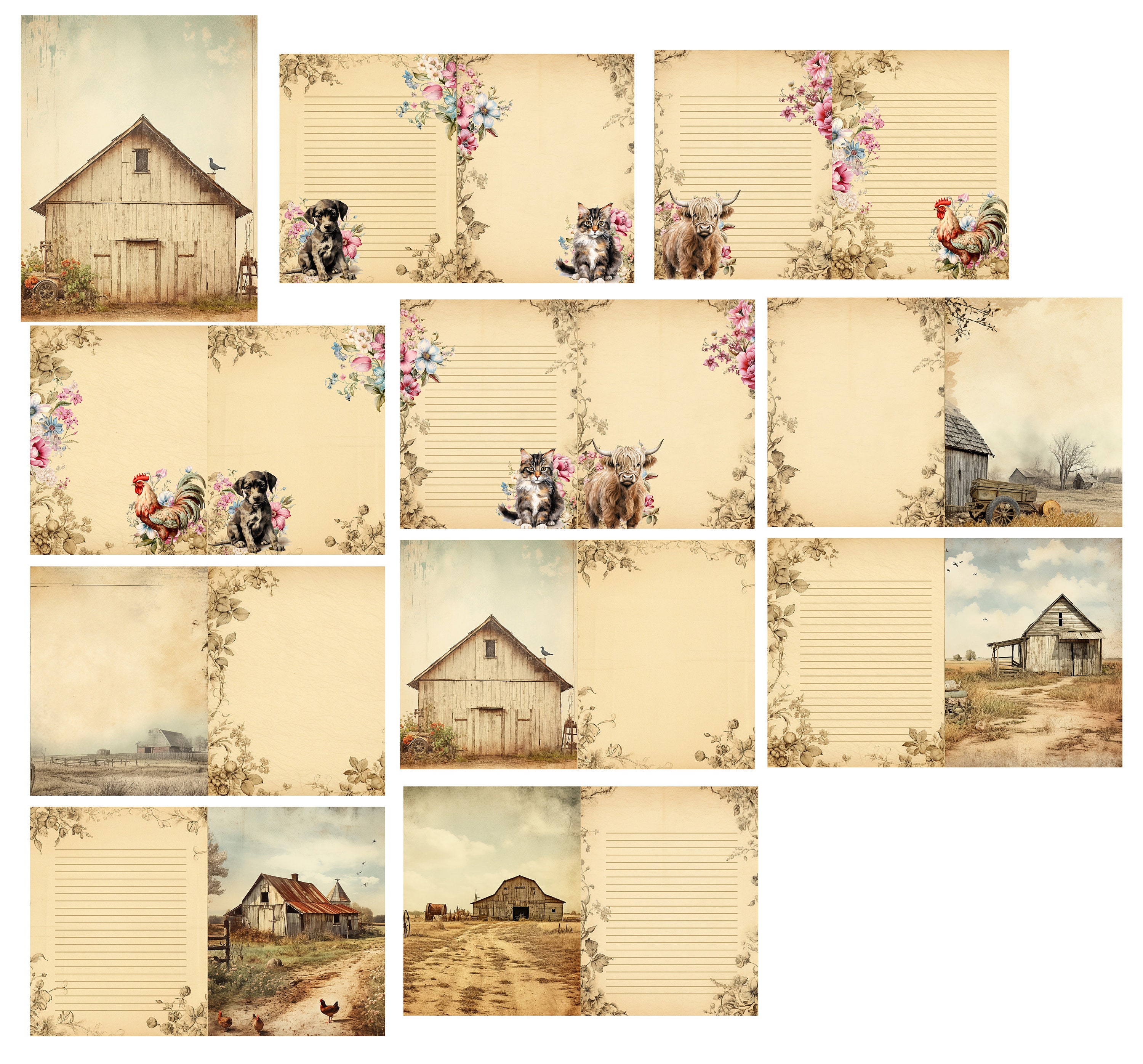 Hometown Happiness: Farm Style, Vintage Ephemera, Digital Kit, Farms ...