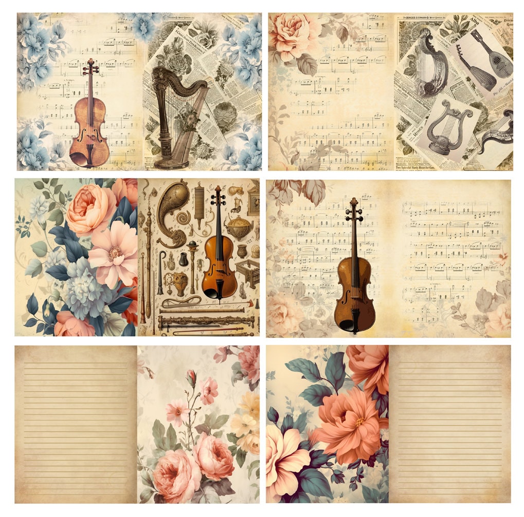 Victorian Song: Digital Victorian Music Themed Design for Junk - Etsy