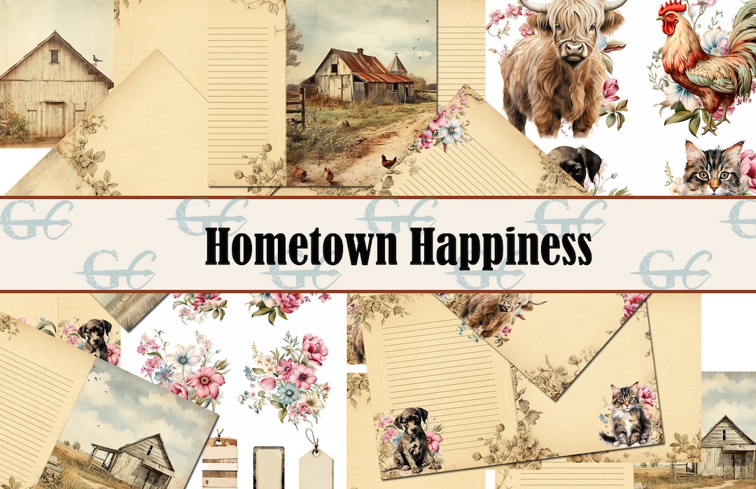 Hometown Happiness: Farm Style, Vintage Ephemera, Digital Kit, Farms ...
