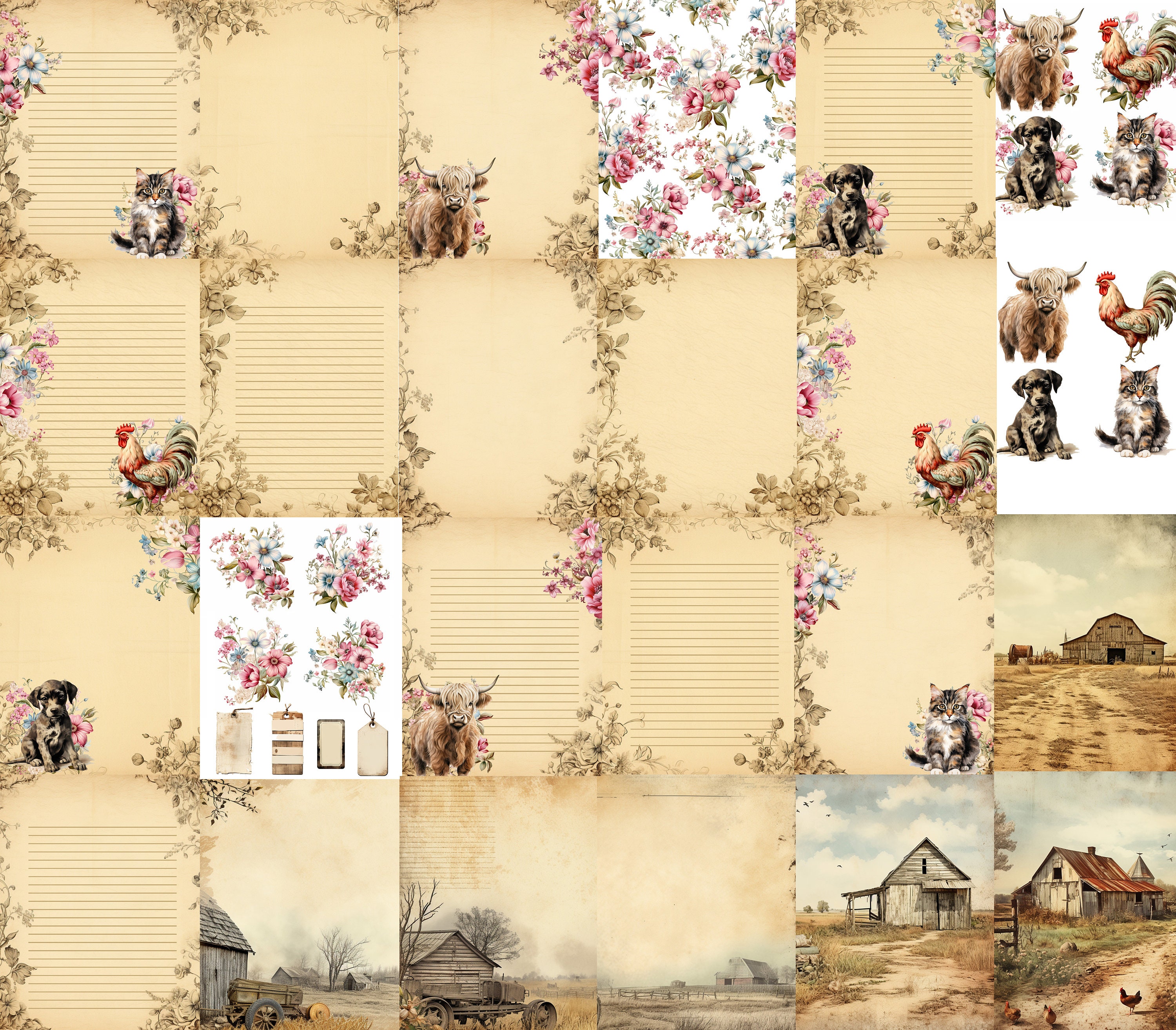 Hometown Happiness: Farm Style, Vintage Ephemera, Digital Kit, Farms ...