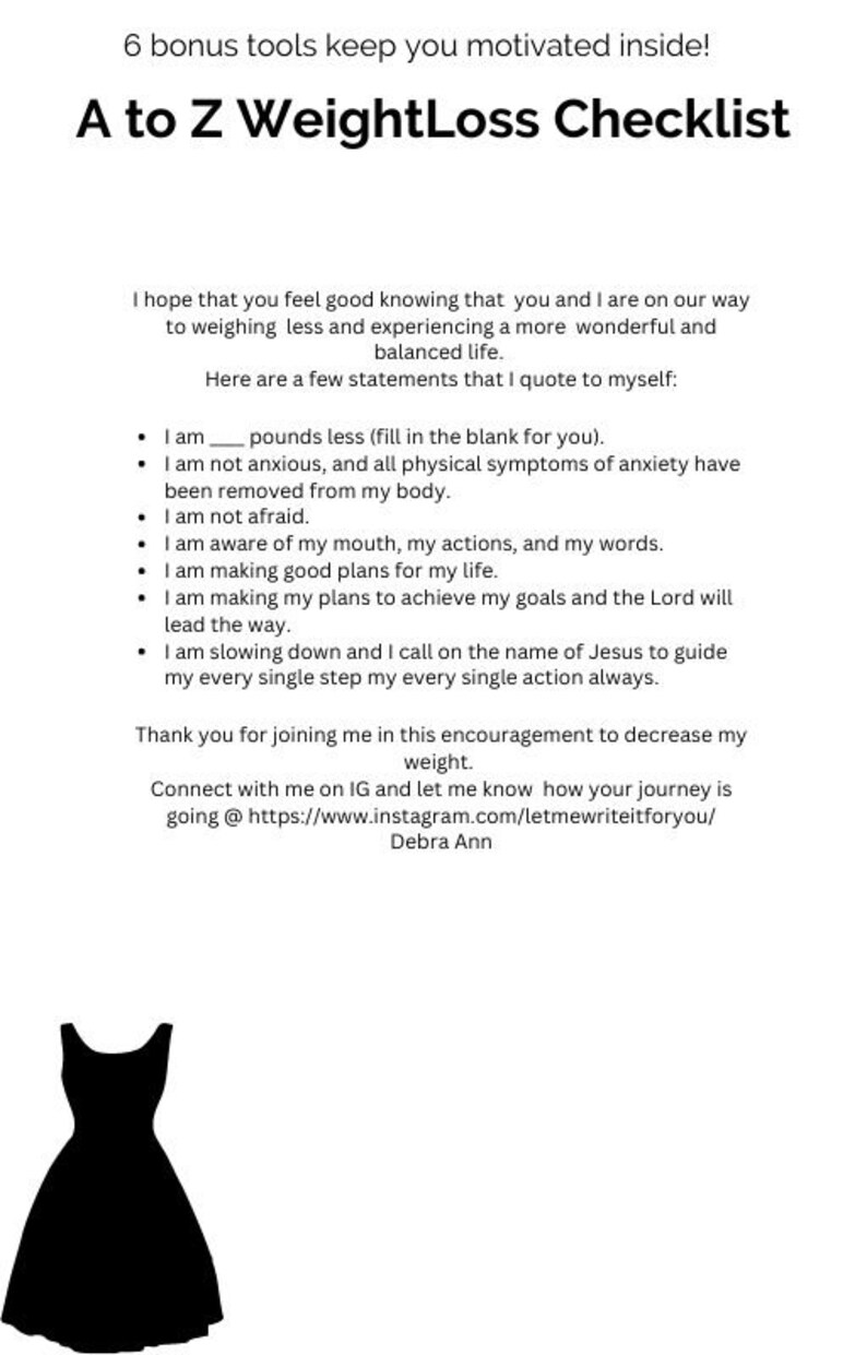 Lose Weight With Me Weightloss Checklist - Etsy