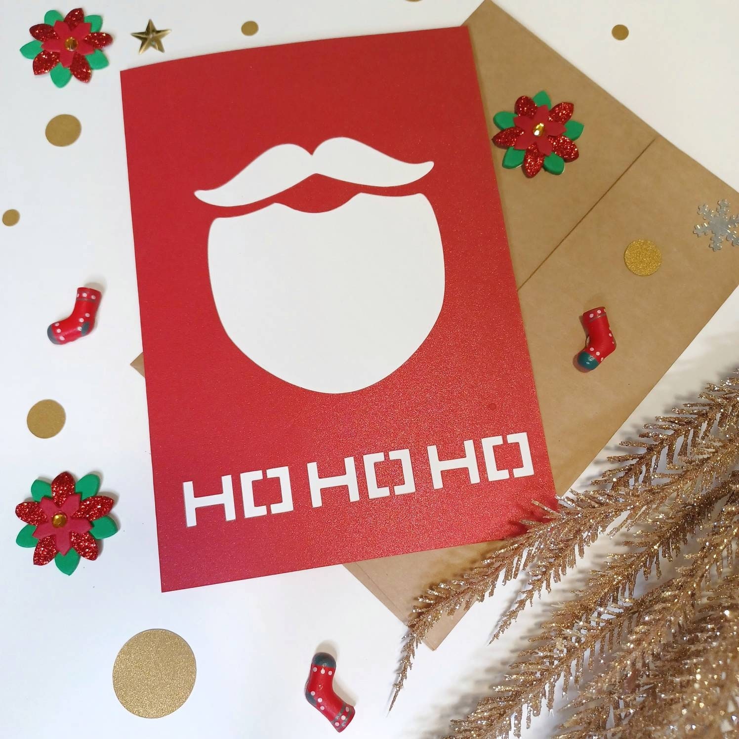 SET OF 3 Ho Ho Ho Santa Card Christmas Holidays Cards Christmas Card ...