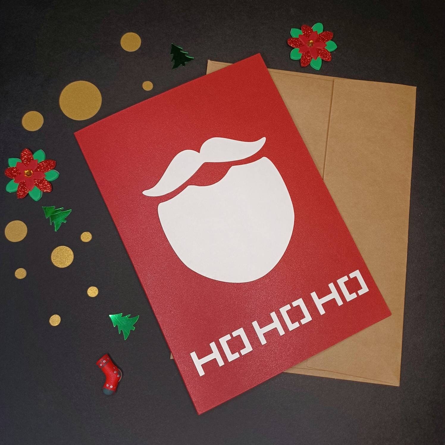 SET OF 3 Ho Ho Ho Santa Card Christmas Holidays Cards Christmas Card ...