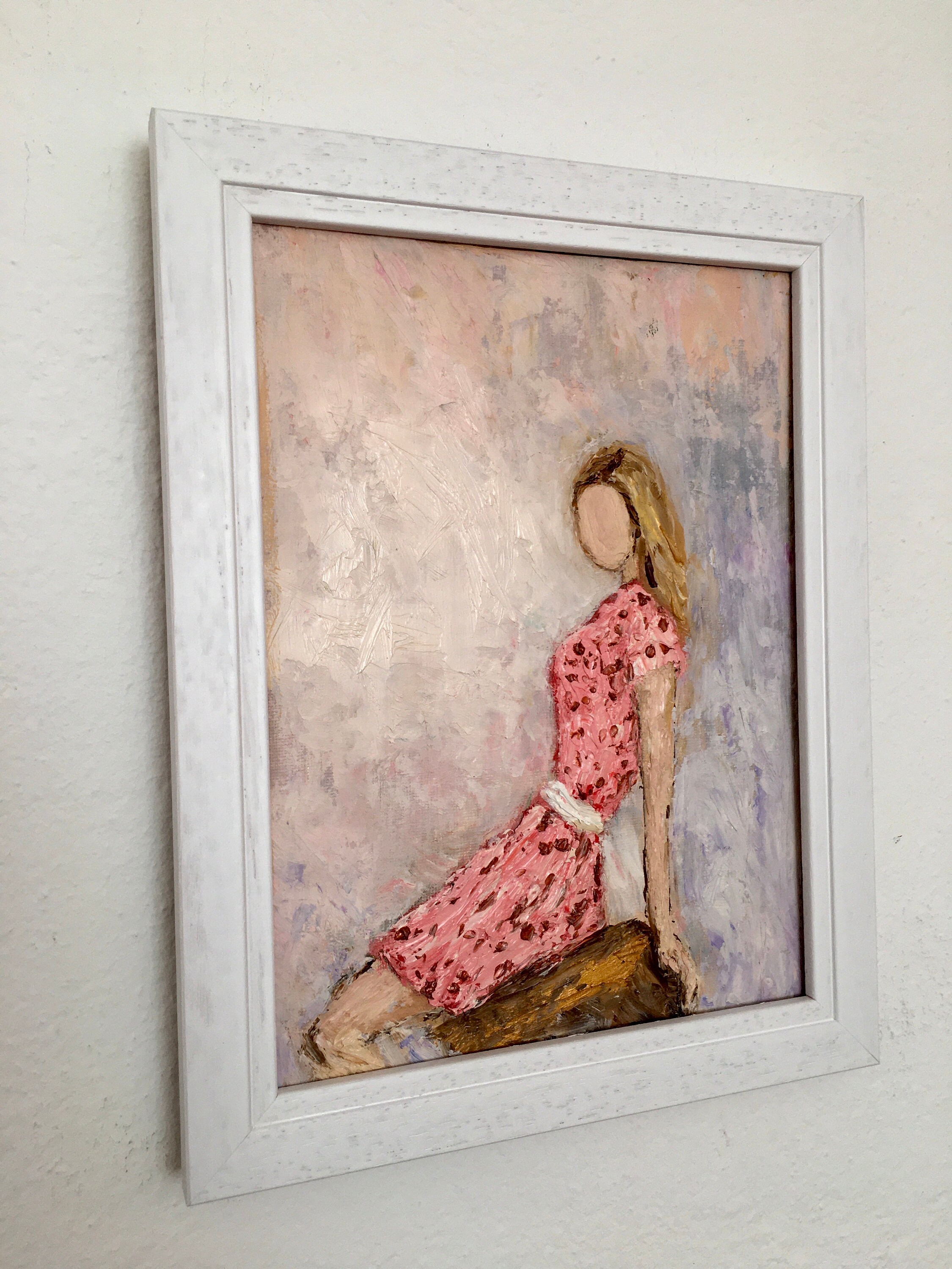 Faceless Woman in Dress Oil Painting on Canvas Board Original - Etsy
