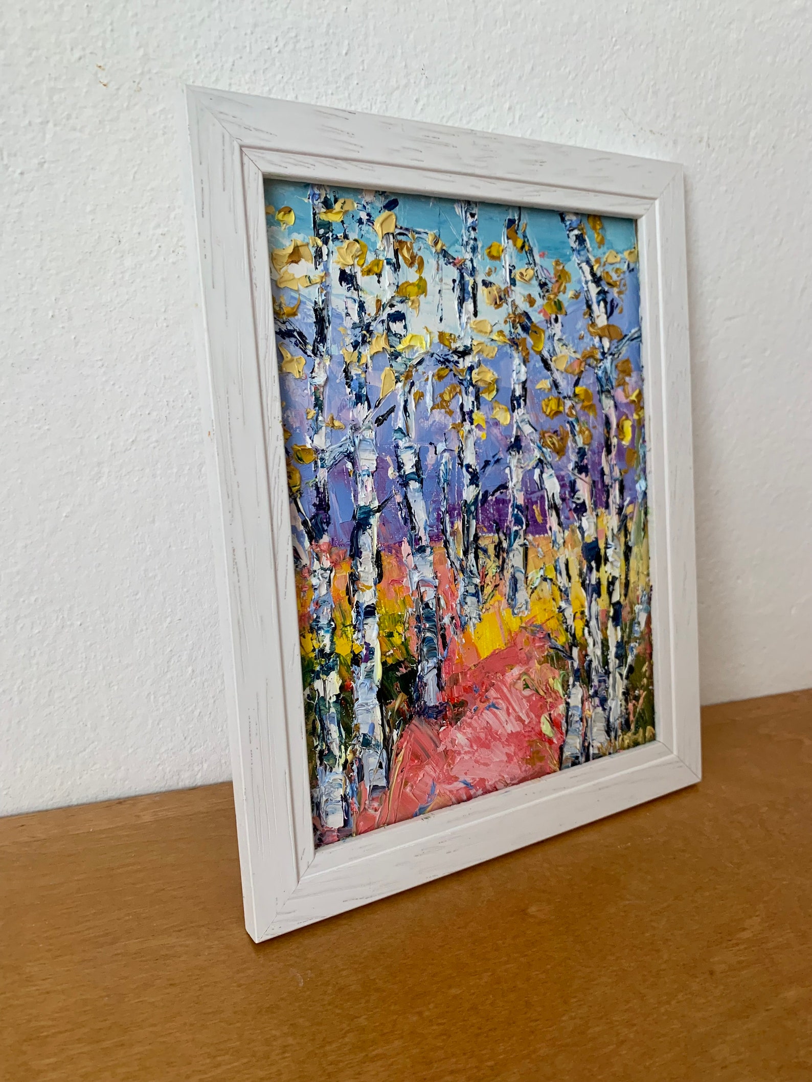 Birch Trees Impasto Oil Painting on Canvas Board Original Signed Nature ...