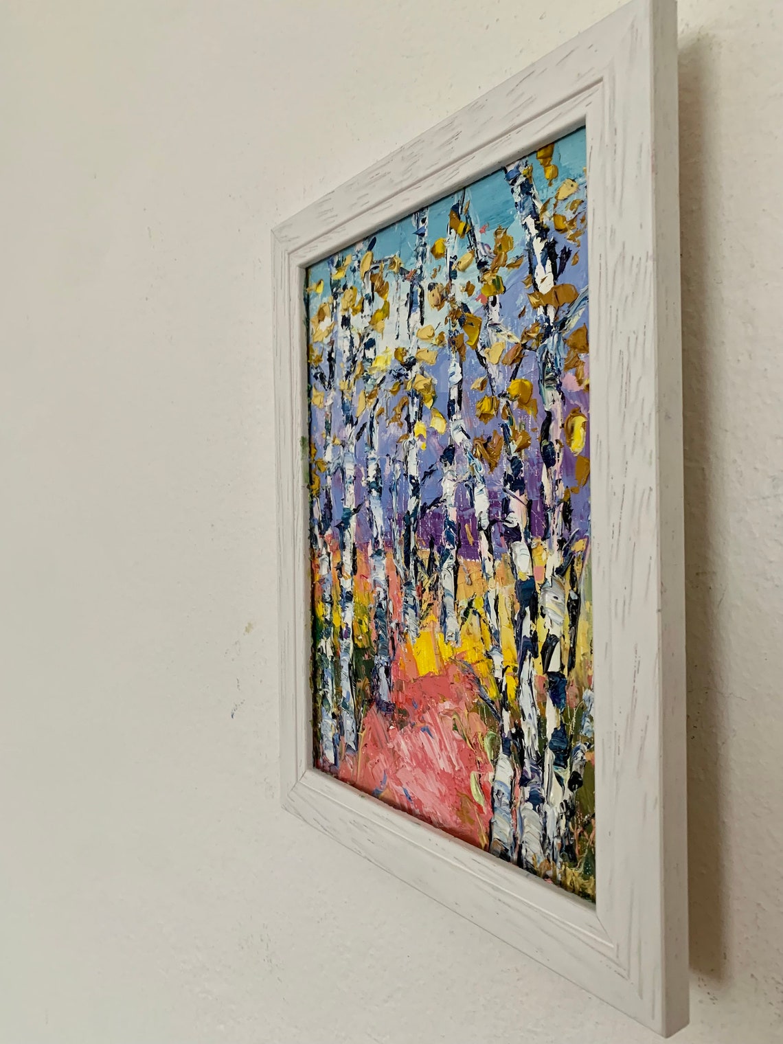 Birch Trees Impasto Oil Painting on Canvas Board Original Signed Nature ...