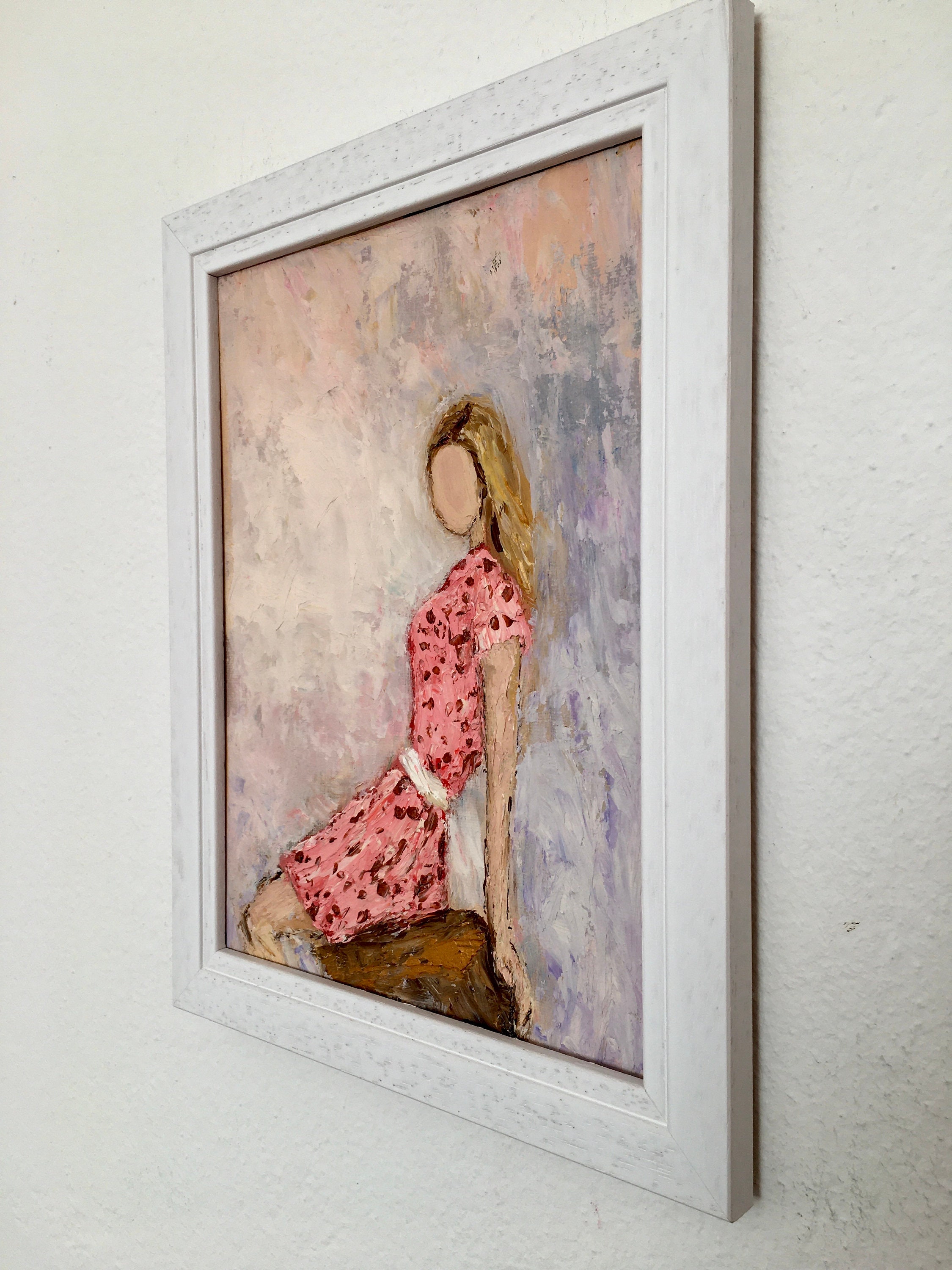 Faceless Woman in Dress Oil Painting on Canvas Board Original - Etsy