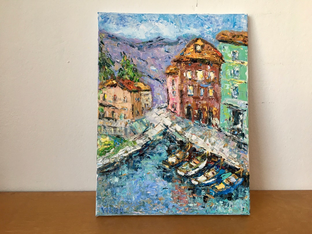Lake Garda Italy Landscape Impasto Oil Painting on Canvas Original ...