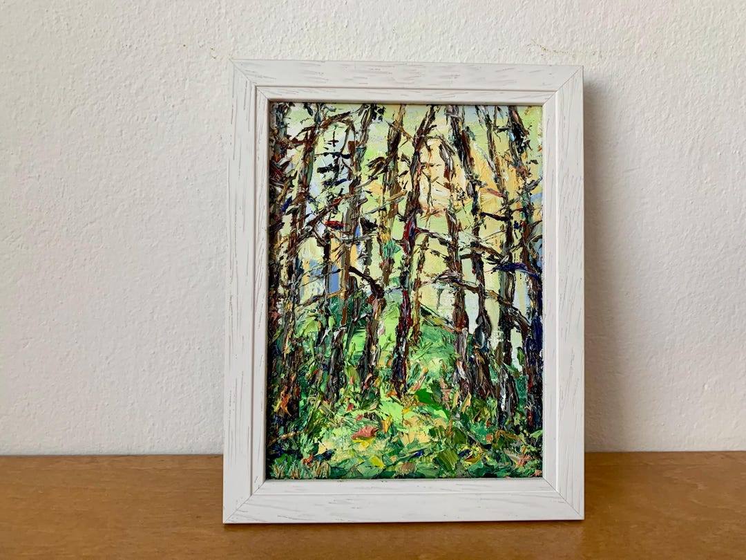 Trees Forest Impasto Oil Painting on Canvas Board Original Signed ...