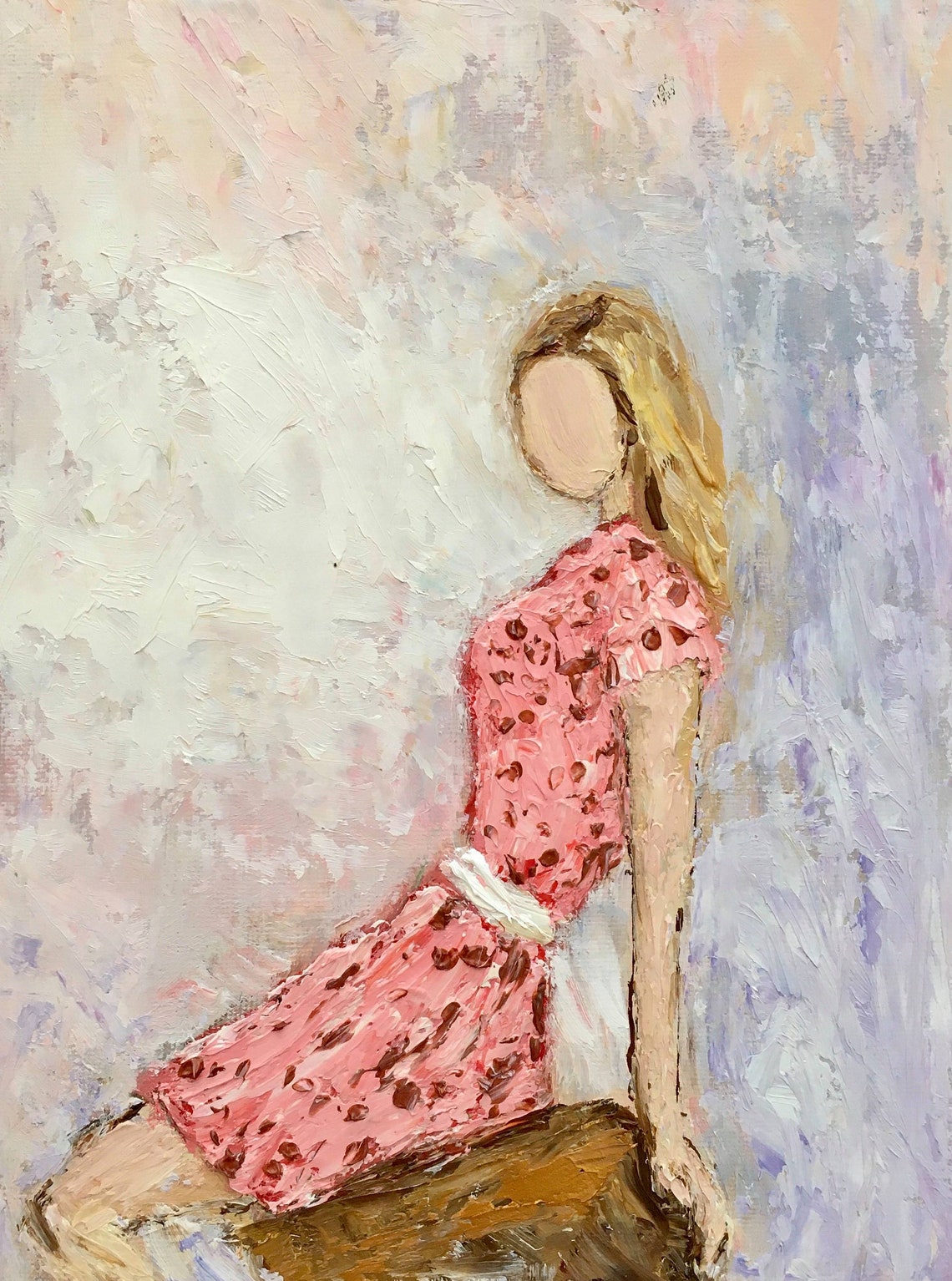 Faceless Woman in Dress Oil Painting on Canvas Board Original - Etsy