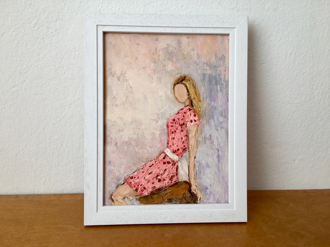 Faceless Woman in Dress Oil Painting on Canvas Board Original Signed ...