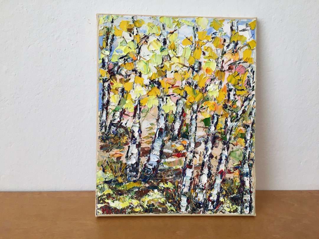 Birch Trees Impasto Oil Painting on Canvas Original Signed - Etsy