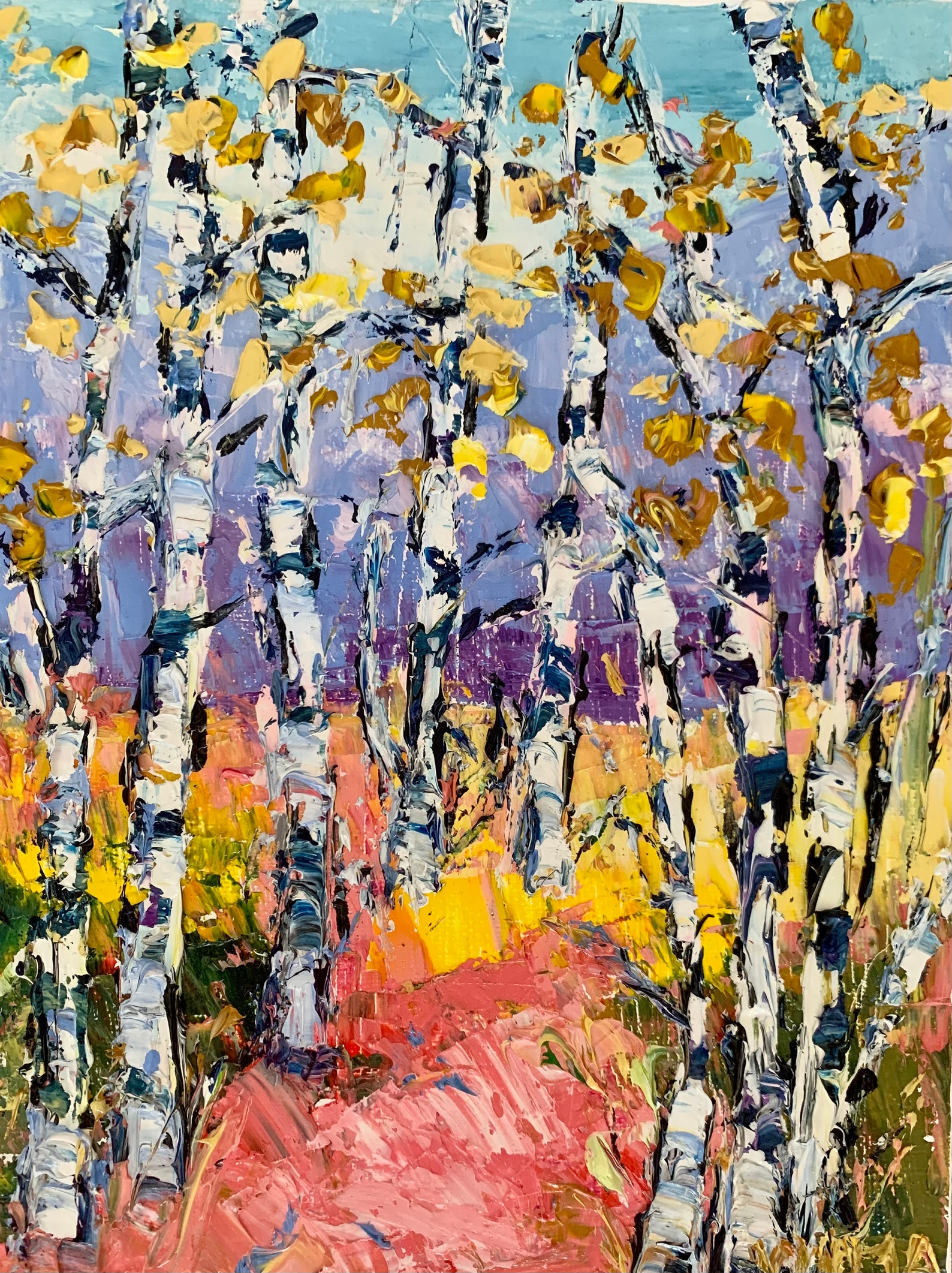 Birch Trees Impasto Oil Painting on Canvas Board Original Signed Nature ...