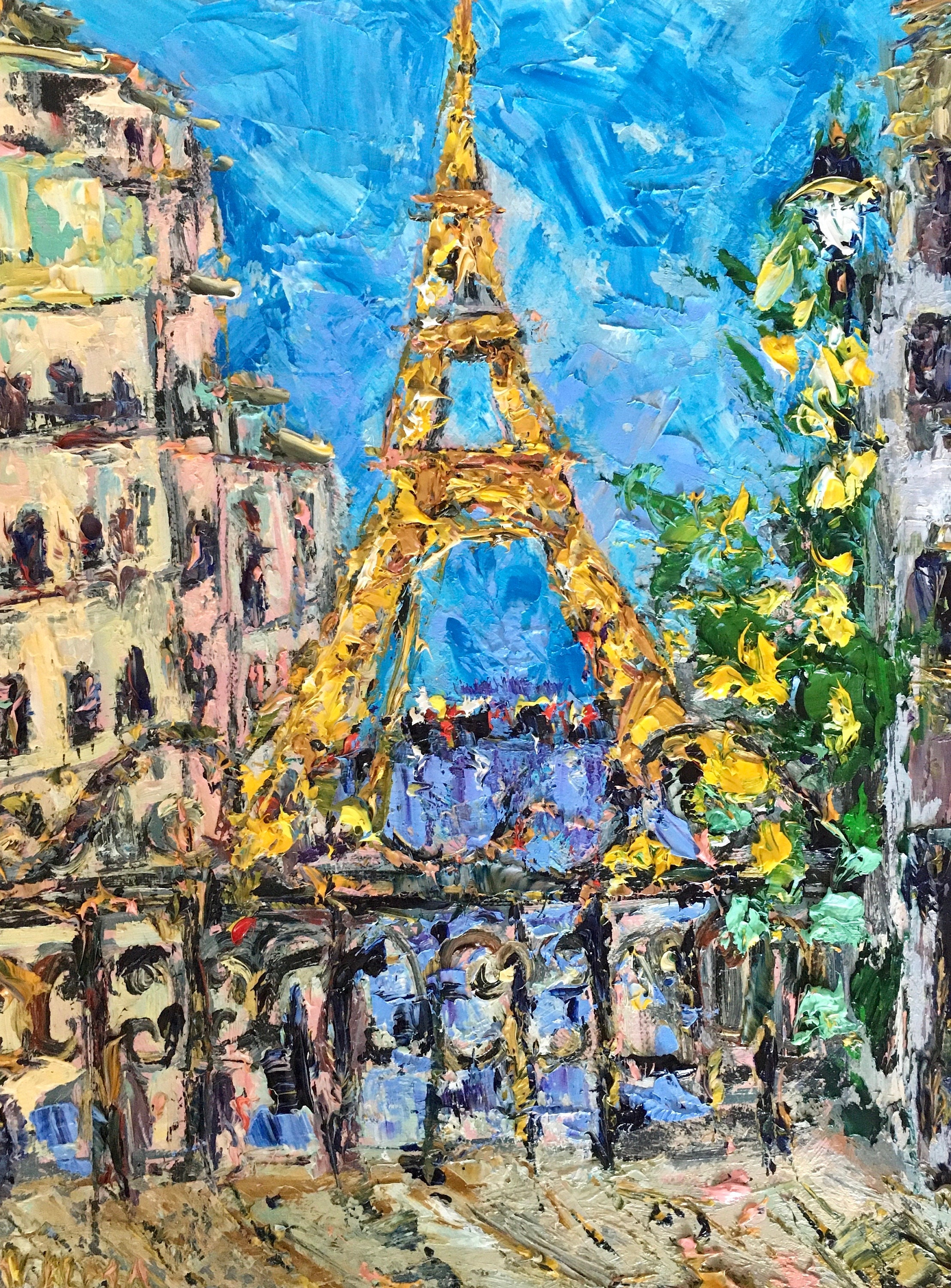 Eiffel Tower Paris Impasto Oil Painting on Canvas Original - Etsy