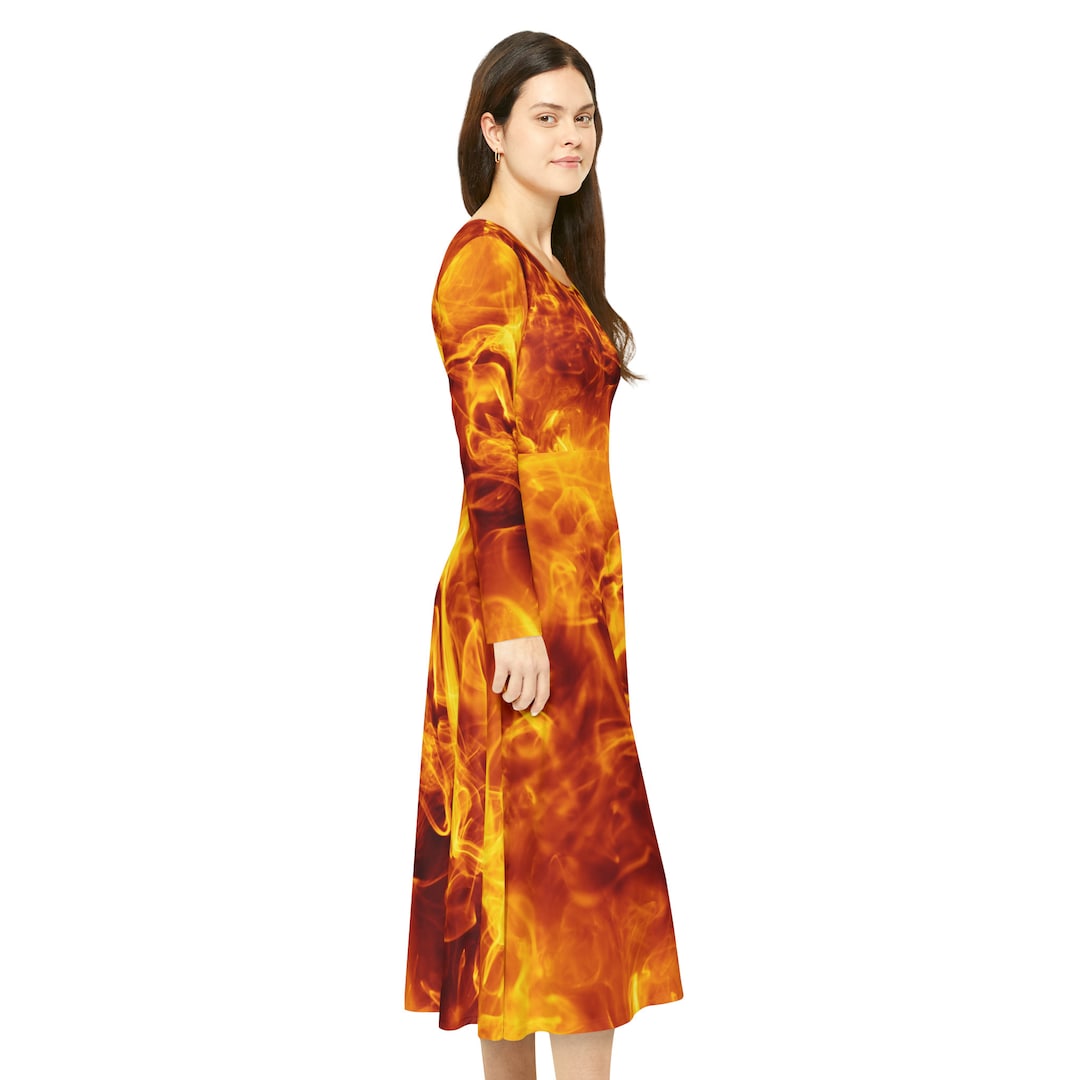 Women's Long Sleeve Fire Worship Dance Dress - Etsy