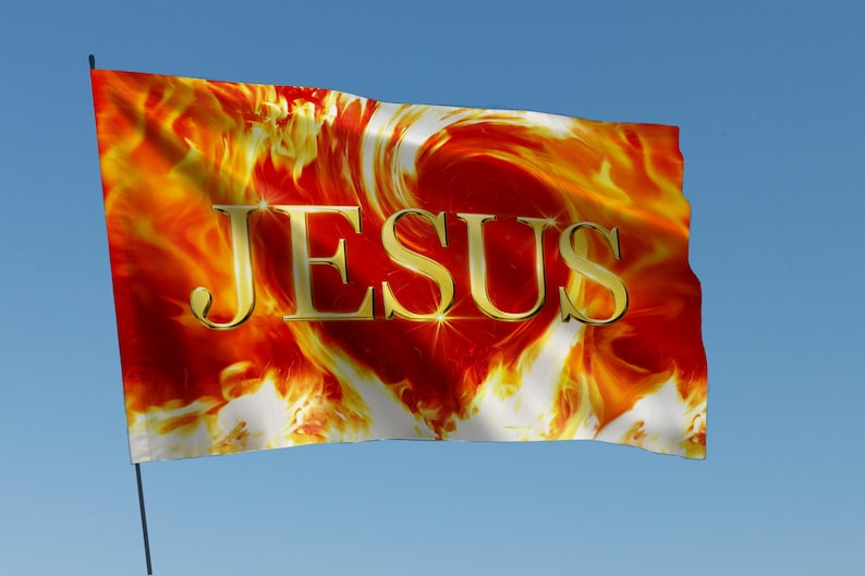 Jesus Children Fire Silk Worship Flag: Christian Banner, Prophetic ...