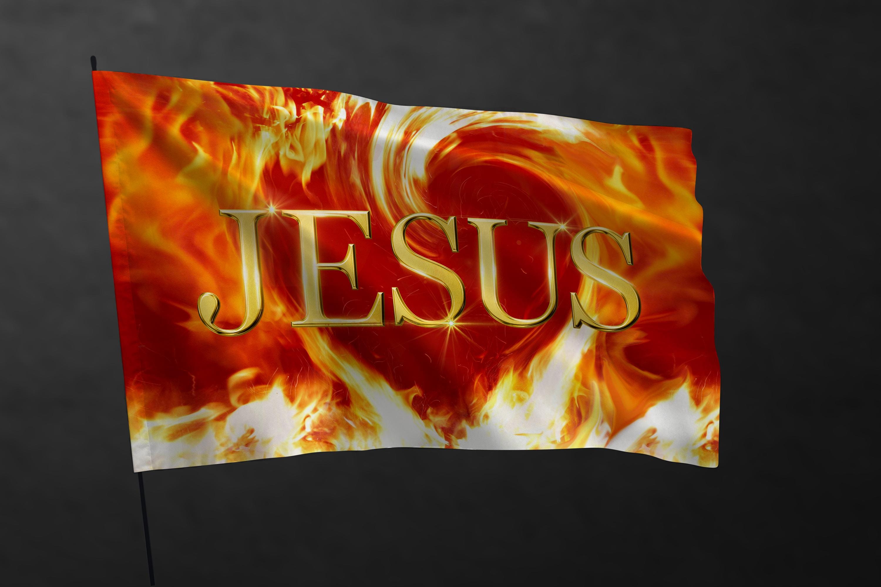 Jesus Fire Flag: Christian Worship Banner, Prophetic Art - Etsy