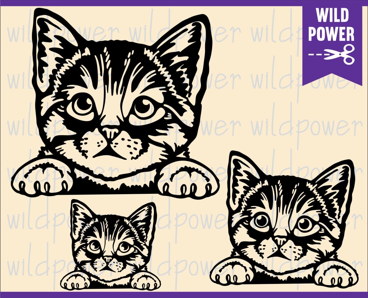 Cute Cat SVG Files for Cricut Curious Pet Vectorpeeking Face - Etsy
