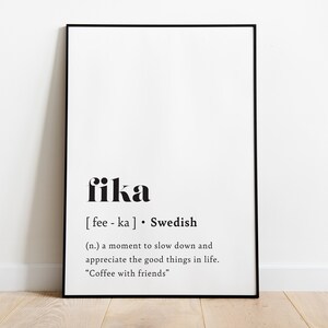 Fika Poster - Digital Download Swedish Saying Coffee Time Positive ...