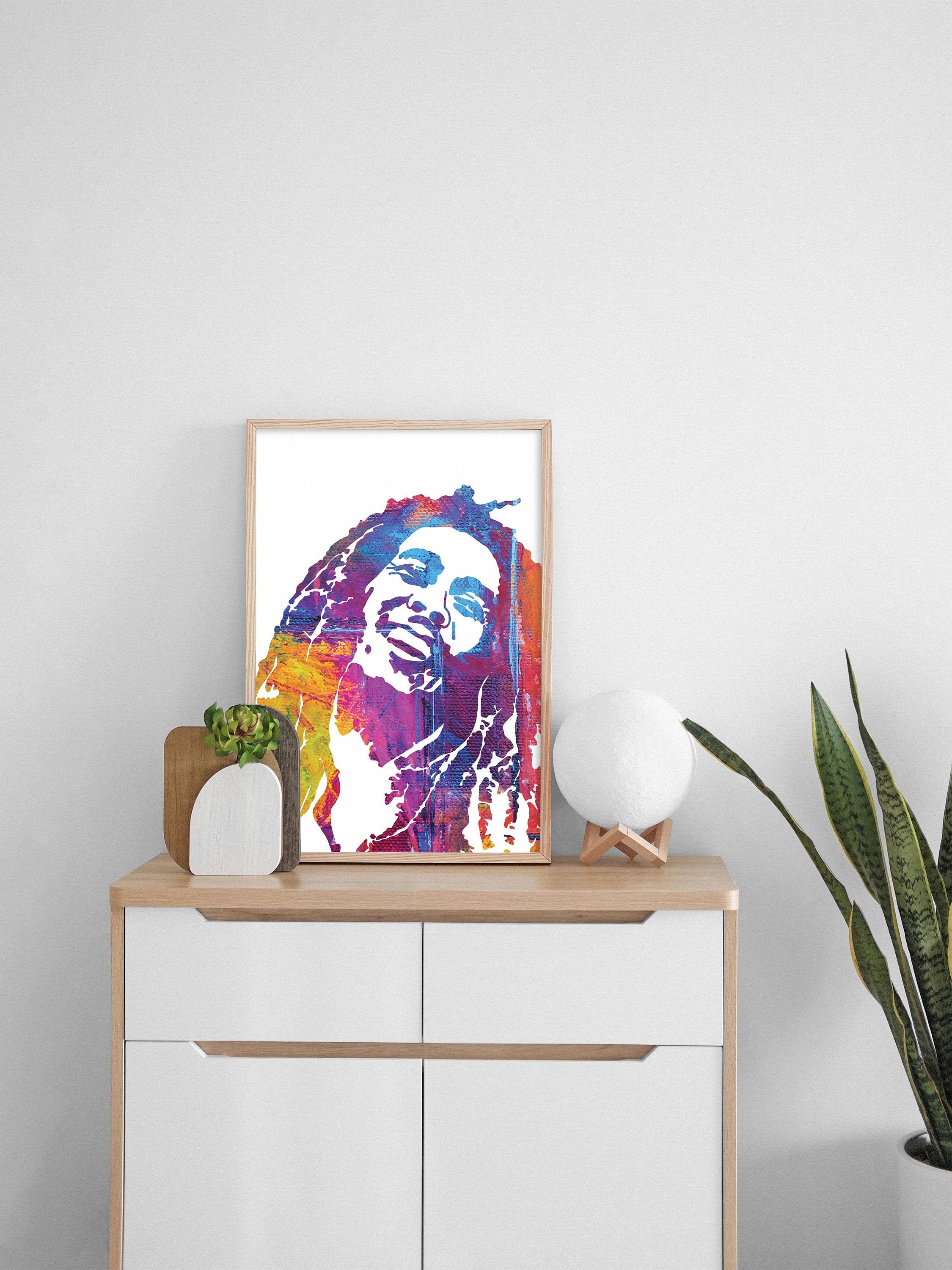 Bob Marley Colorful Print Reggae Poster - Digital Printable Download ...