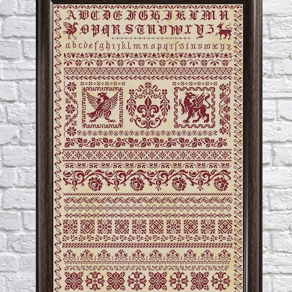 1819 Scottish Sampler Antique Reproduction Cross Stitch Counted Chart PDF Instant Download Cross ...