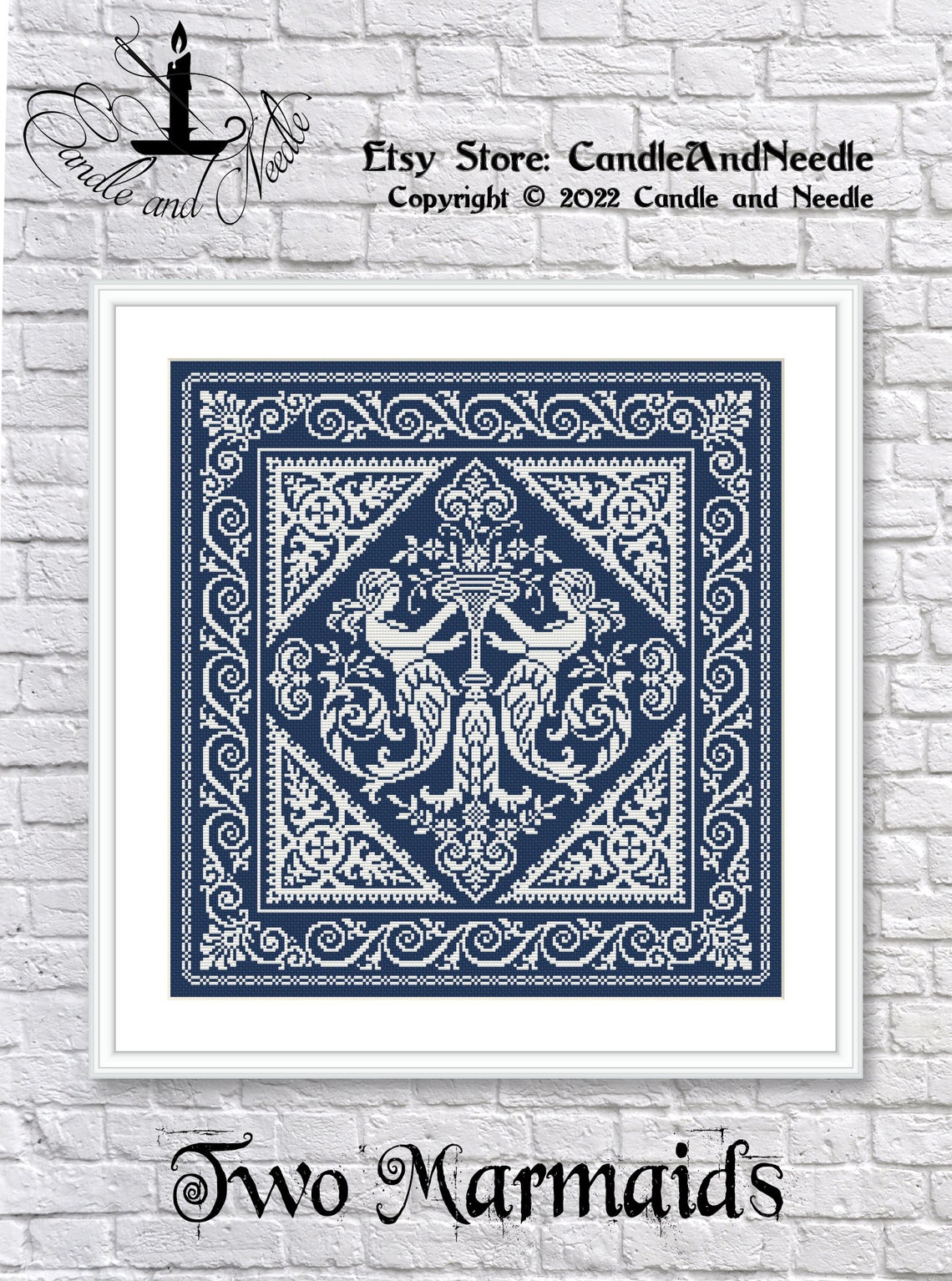 Two Mermaids Sampler Reproduction 18th Century Cross Stitch Counted ...