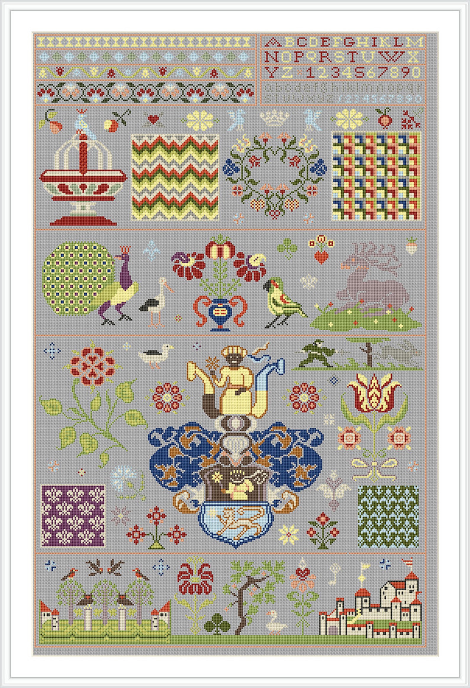 1692 German Sampler Antique Reproduction - Cross Stitch - Counted Chart ...