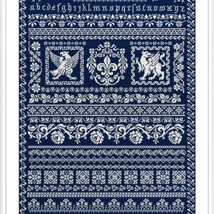 18th Century German Sampler Antique Reproduction - Cross Stitch ...