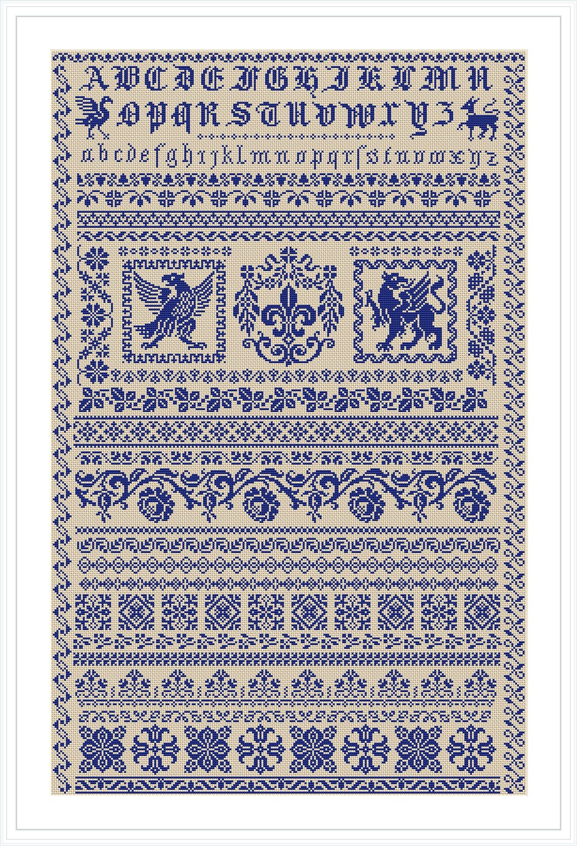 18th Century German Sampler Antique Reproduction Cross - Etsy