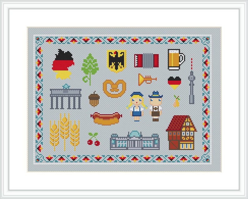 GERMANY Sampler Cross Stitch Counted Chart PDF Instant Download Stitch ...