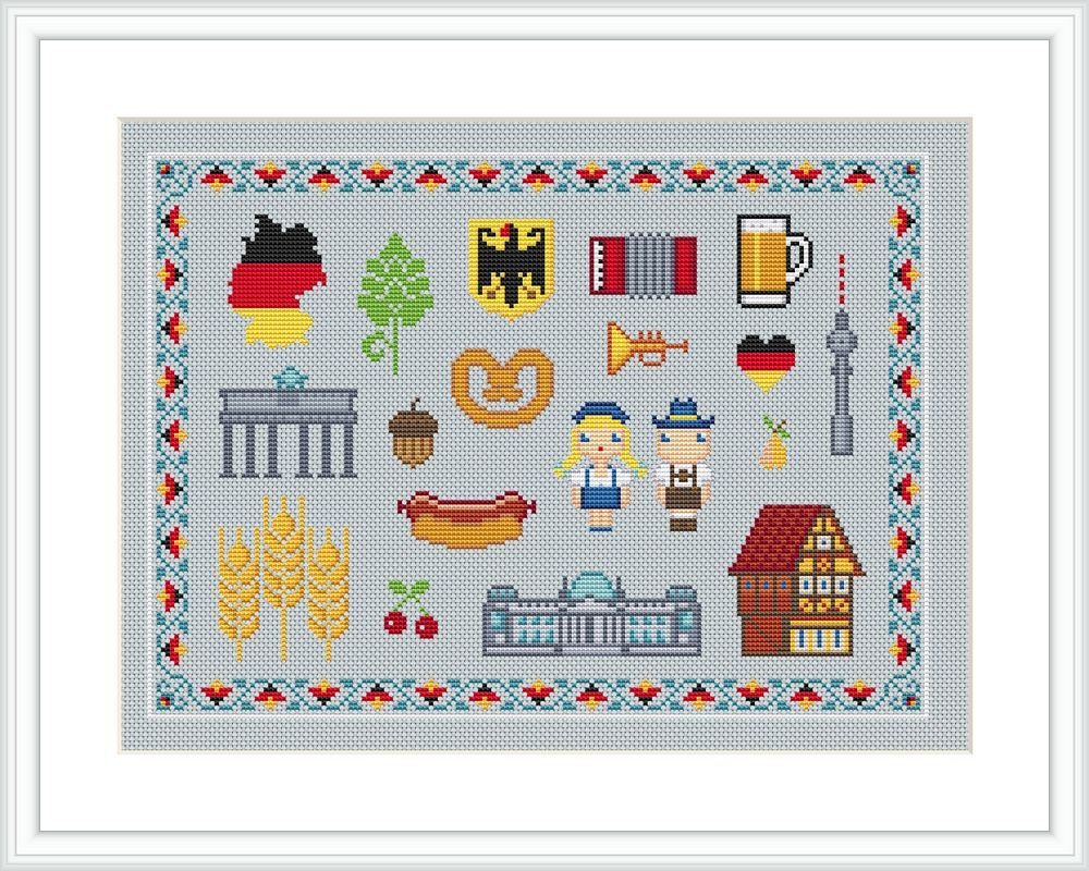 GERMANY Sampler Cross Stitch Counted Chart PDF Instant Download Stitch ...