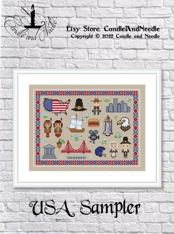USA Sampler Cross Stitch Counted Chart PDF Instant Download - Etsy
