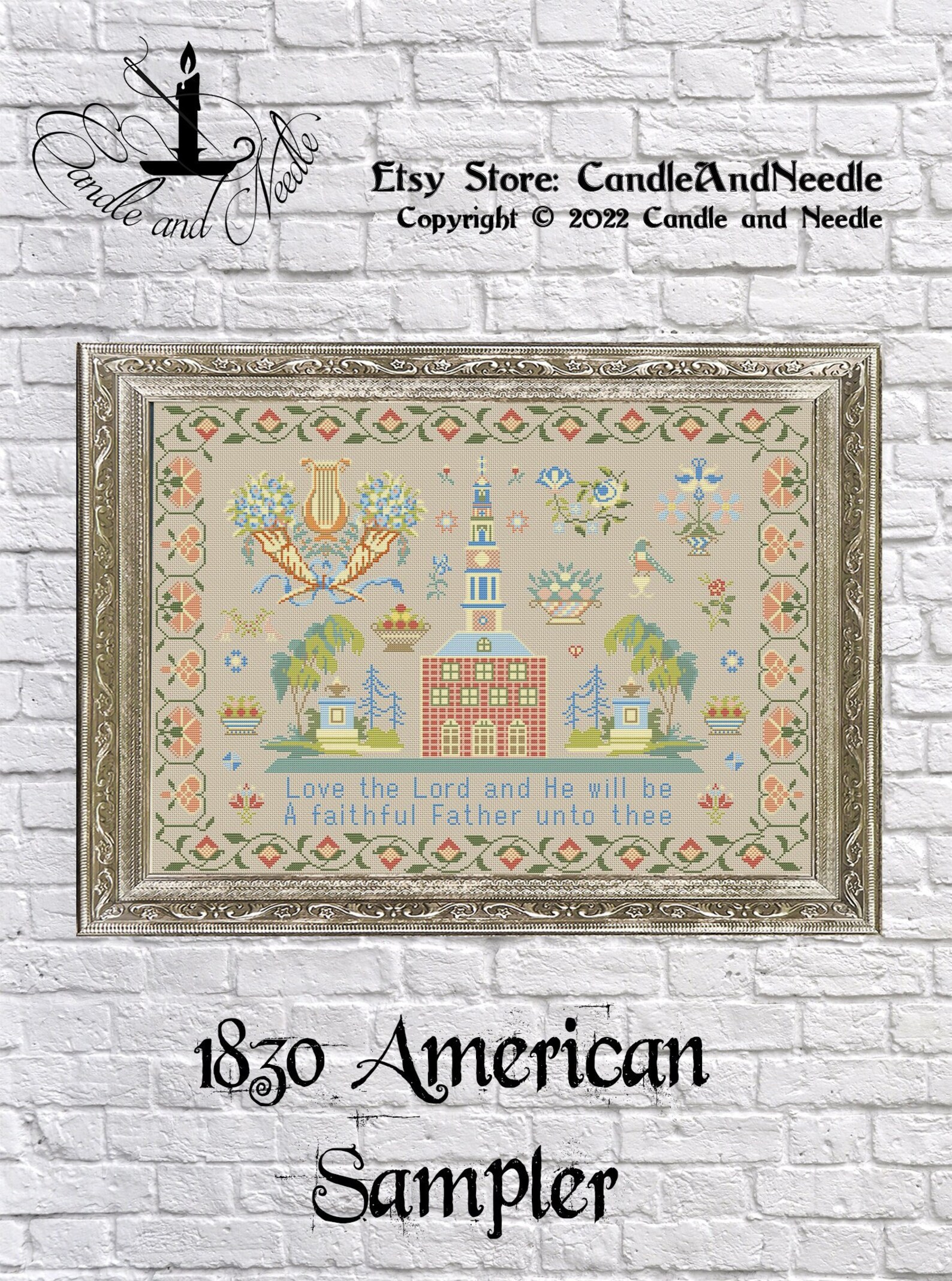 1830 American Sampler Antique Reproduction - Cross Stitch - Counted ...