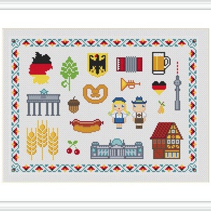 GERMANY Sampler Cross Stitch Counted Chart PDF Instant Download Stitch ...