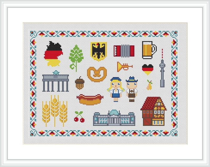 GERMANY Sampler Cross Stitch Counted Chart PDF Instant Download Stitch ...