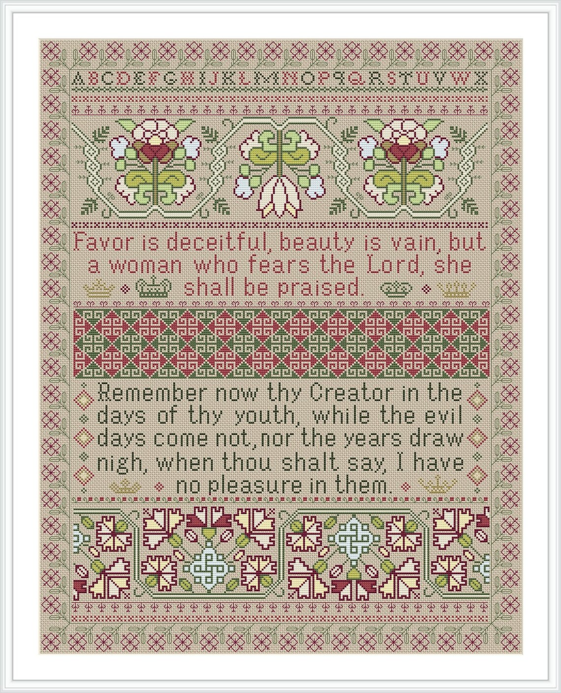 1770 Scottish Sampler Antique Reproduction - Cross Stitch - Counted ...