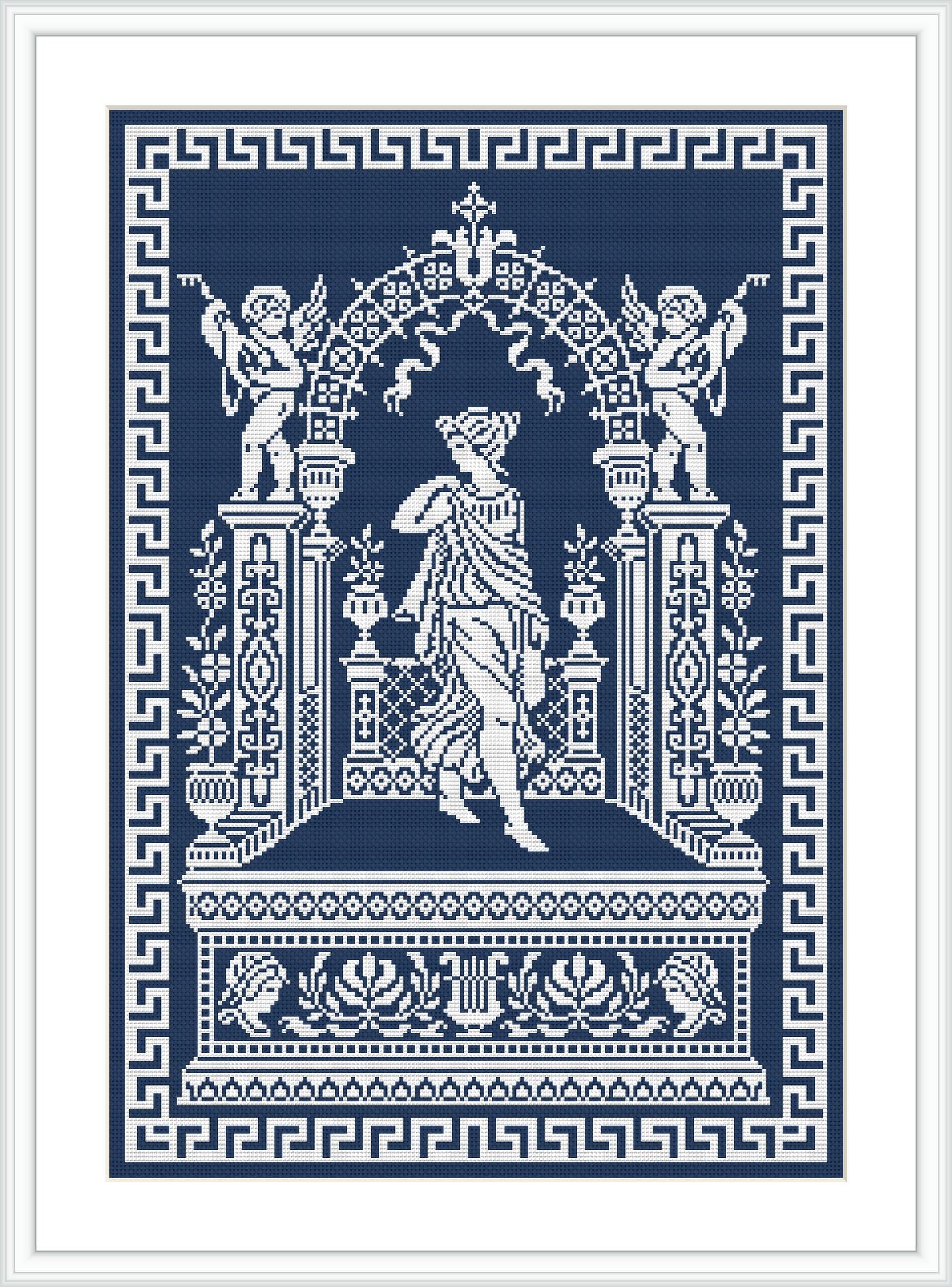 Greek Goddess Monochrome 18th Century Motifs Reproduction Sampler Cross ...