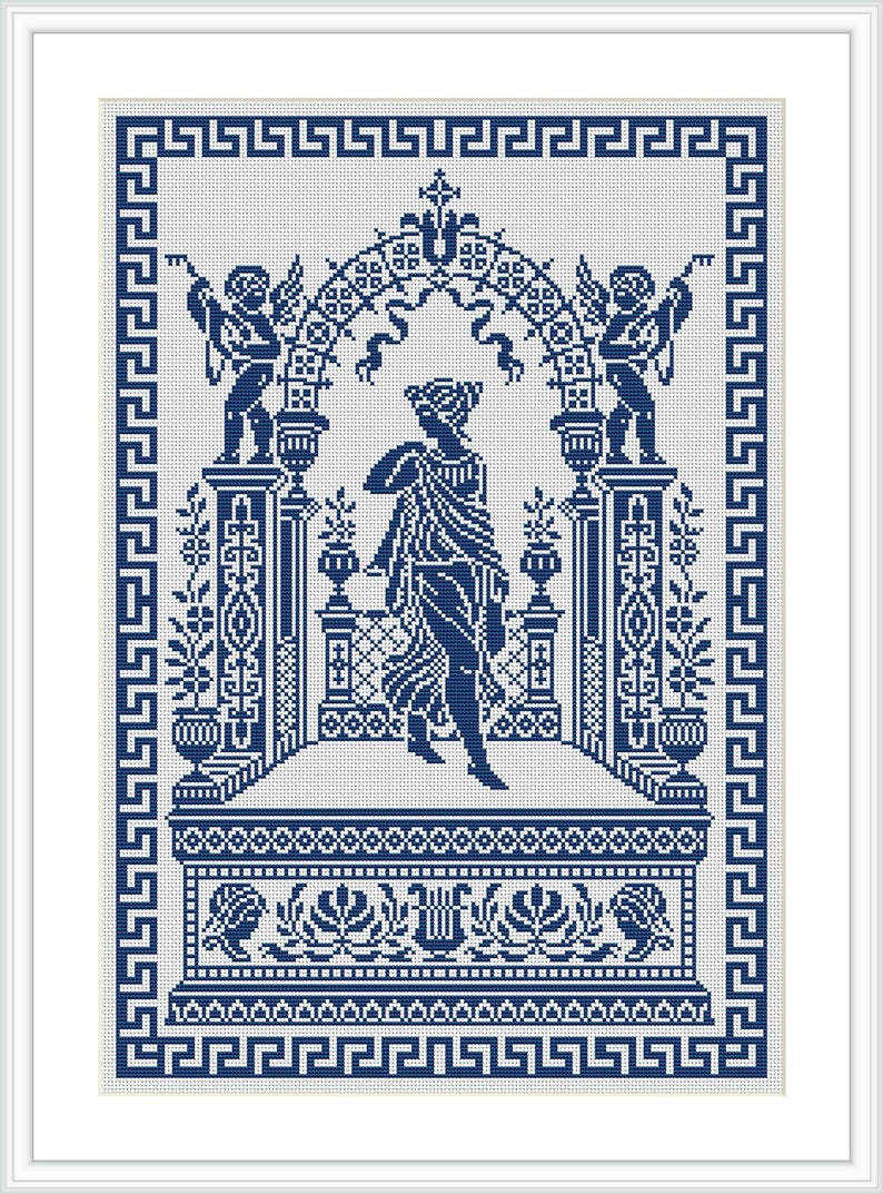 Greek Goddess Monochrome 18th Century Motifs Reproduction Sampler Cross ...