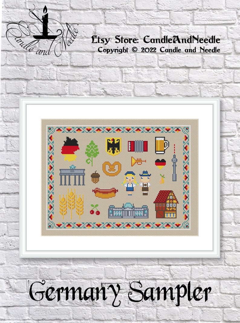 GERMANY Sampler Cross Stitch Counted Chart PDF Instant Download Stitch ...