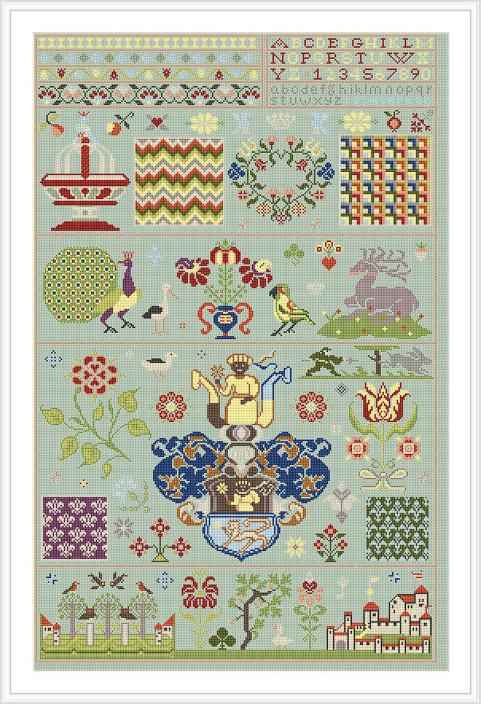 1692 German Sampler Antique Reproduction - Cross Stitch - Counted Chart ...