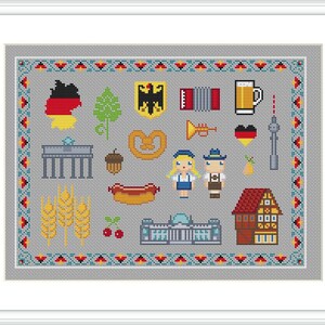 GERMANY Sampler Cross Stitch Counted Chart PDF Instant Download Stitch ...
