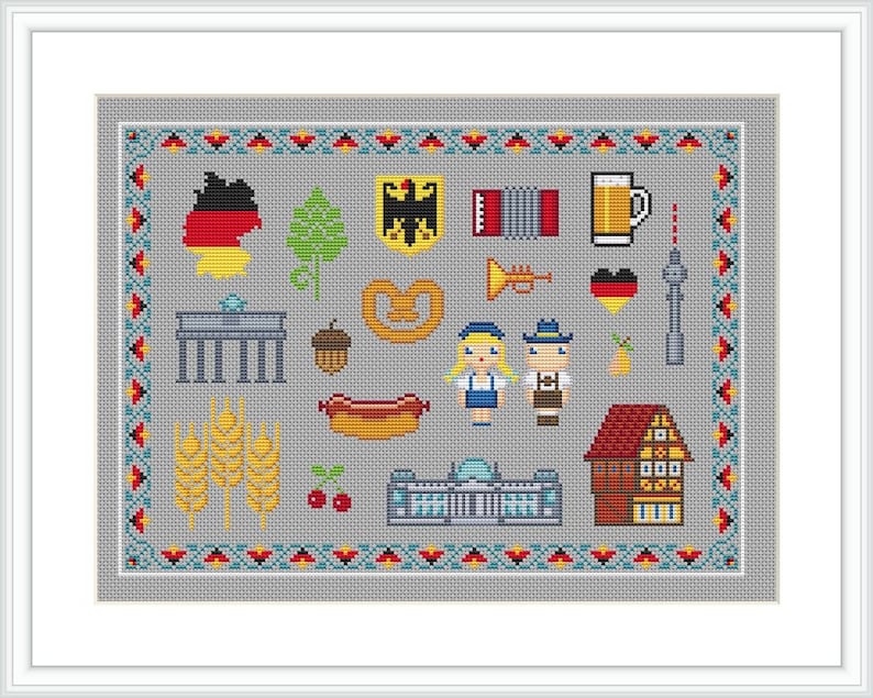 GERMANY Sampler Cross Stitch Counted Chart PDF Instant Download Stitch ...