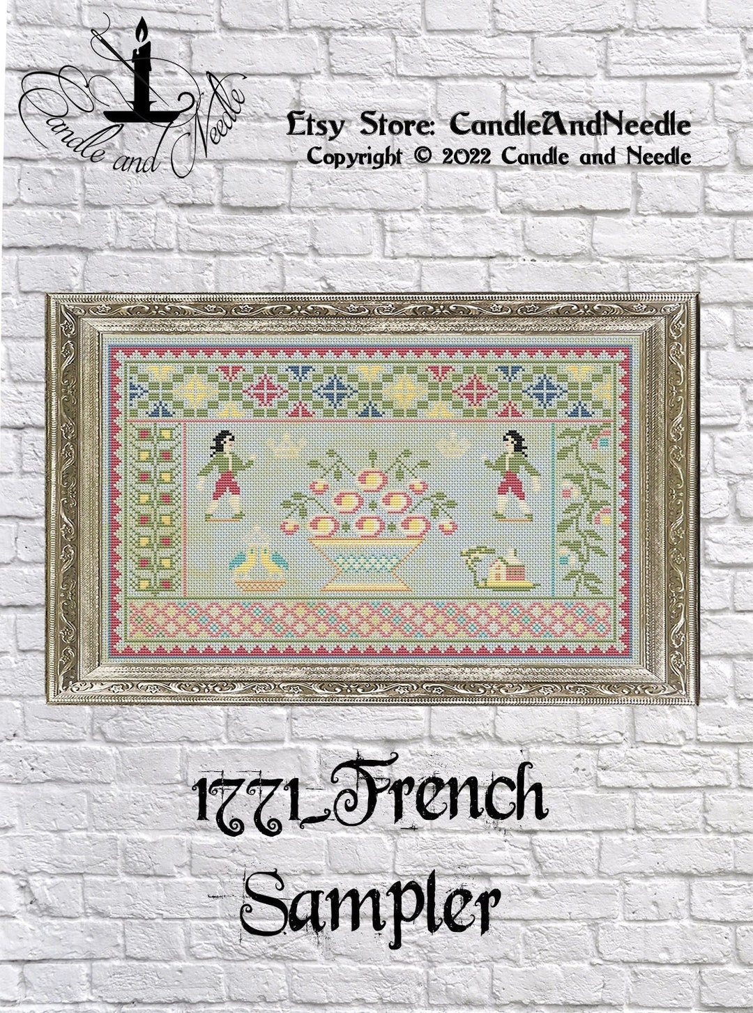 1771 French Sampler Antique Reproduction - Cross Stitch - Counted Chart ...