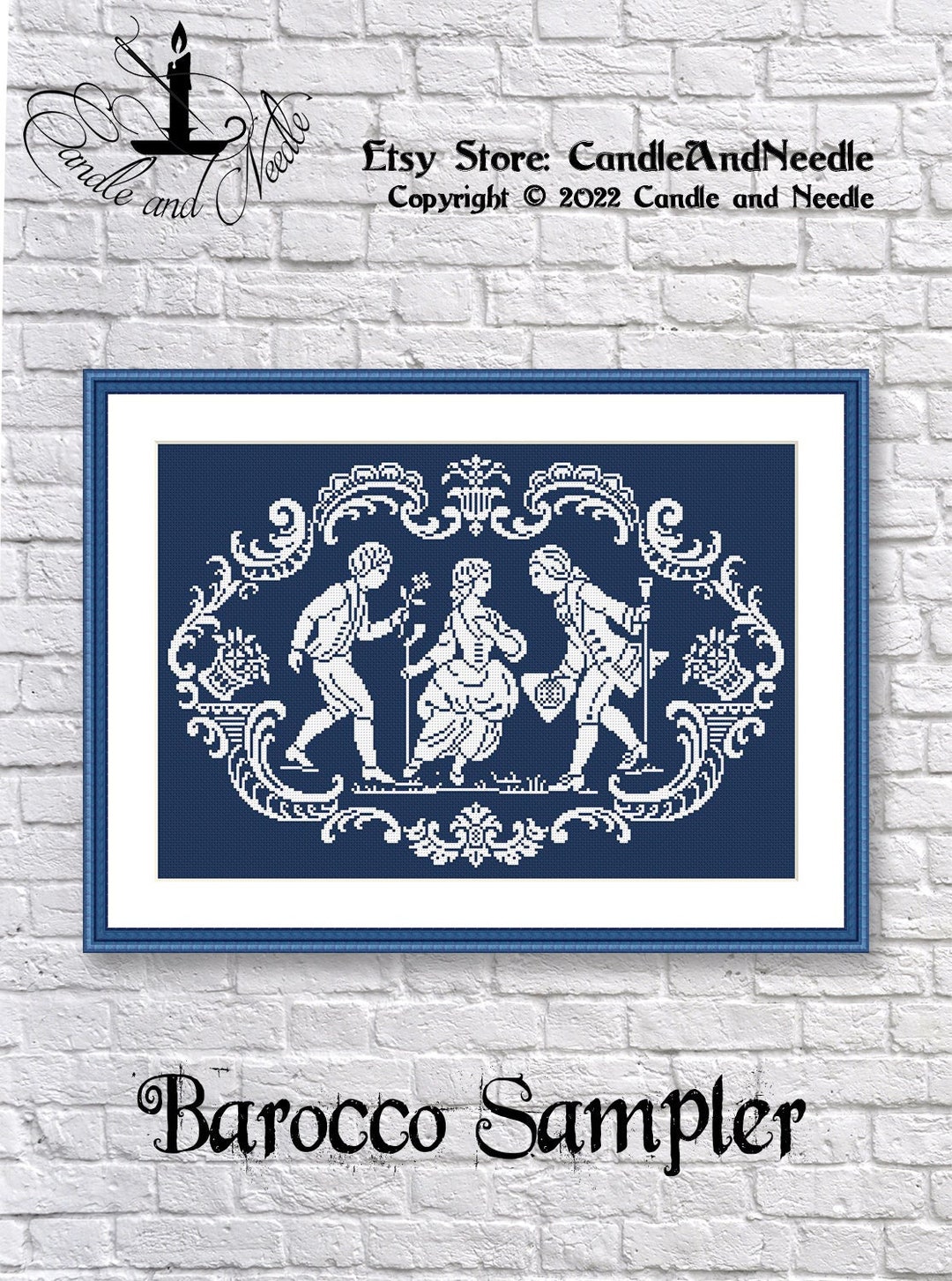 Baroque Monochrome 18th Century Motifs Reproduction Sampler Cross ...