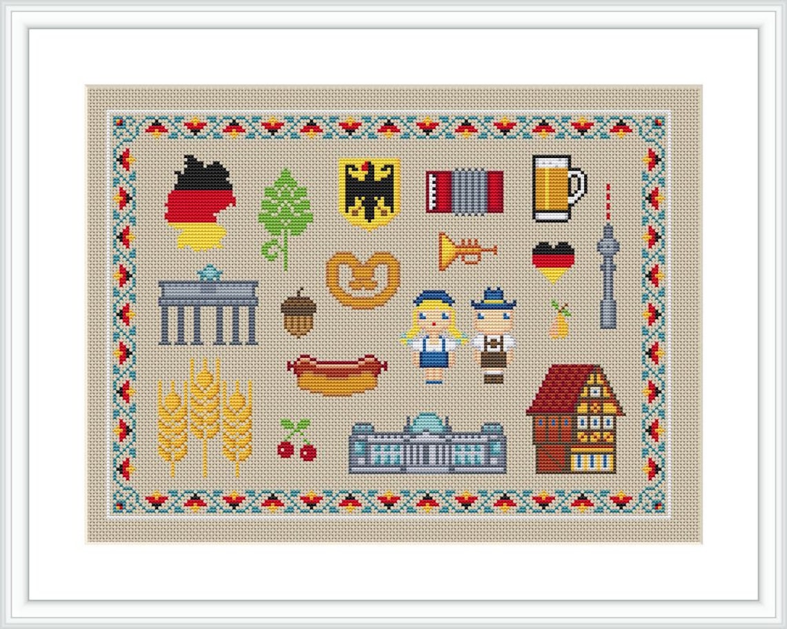GERMANY Sampler Cross Stitch Counted Chart PDF Instant Download Stitch ...