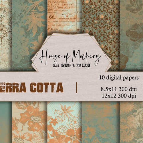 Terra Cotta Digital Scrapbook Paper Kit 8.5x11 and 12x12 10 - Etsy