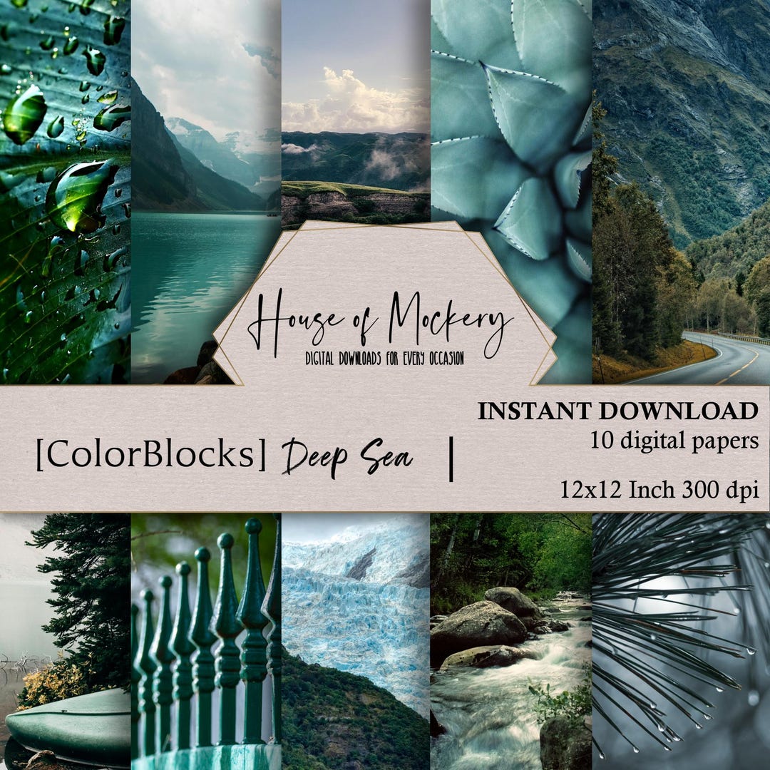 Colorblock-deep Sea Digital Paper Kit 12x12 Inch, 10 Digital INSTANT ...