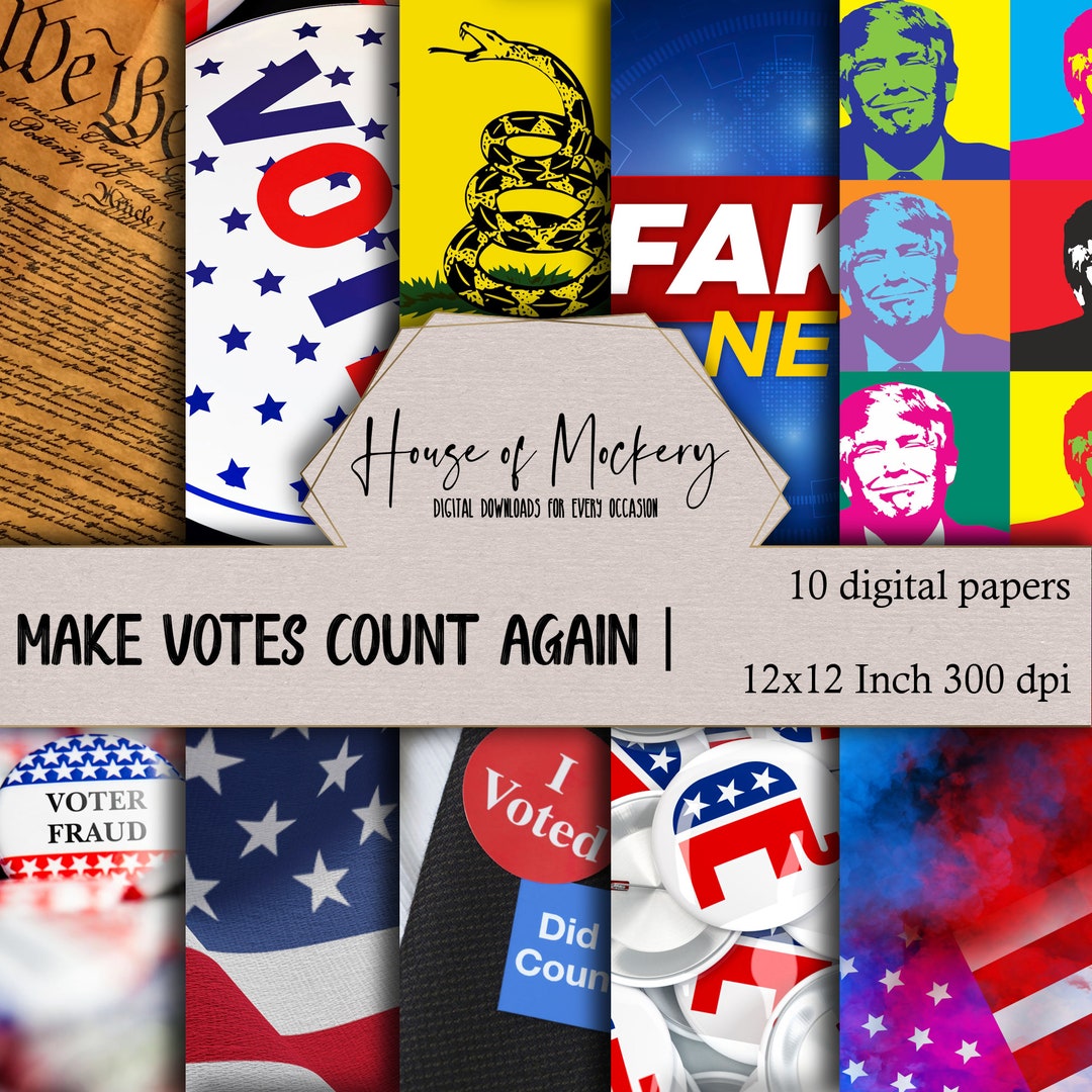 Make Votes Count Again Digital Scrapbook Paper Kit 12x12 Inch, 10 ...
