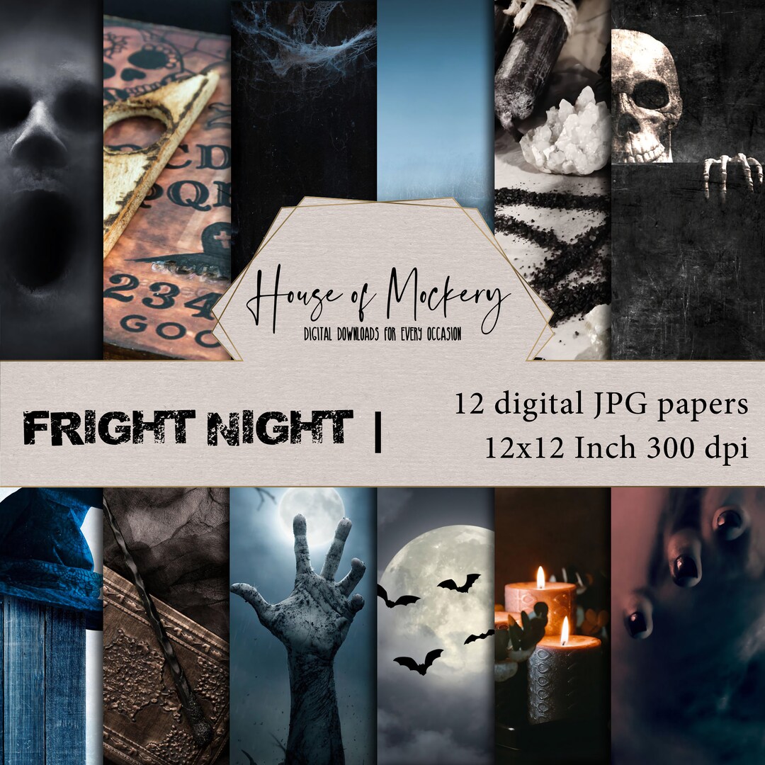 Fright Night Digital Scrapbook Paper Kit 12x12 Inches, 12 Digital ...