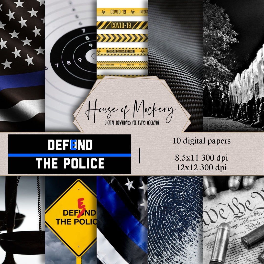 Defend the Police/igy6 Digital Scrapbook Paper Kit 8.5x11 and 12x12, 10 ...